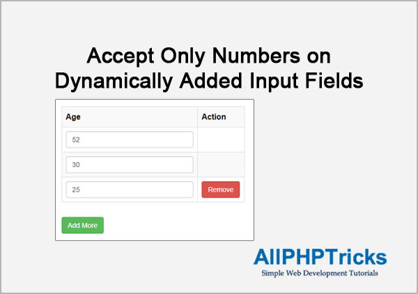 Accept Only Numbers On Dynamically Added Input Fields All PHP Tricks